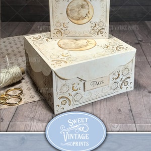 Vintage Celestial Box, Moon, Set of 2 Sizes, Printable, Junk Journal, Ephemera, Journal Box ...