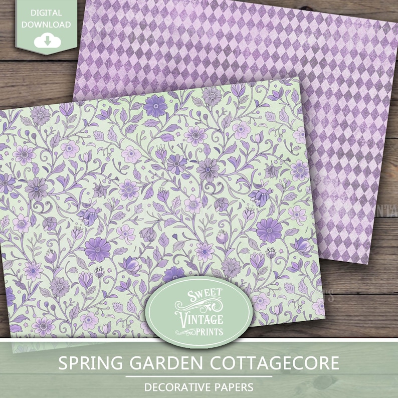 Spring Junk Journal Papers | Cottagecore Digital Paper Pack | Garden ...