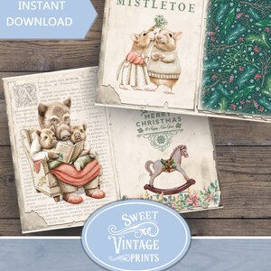 Christmas Animals Junk Journal Pages, Christmas Junk Journal Paper ...