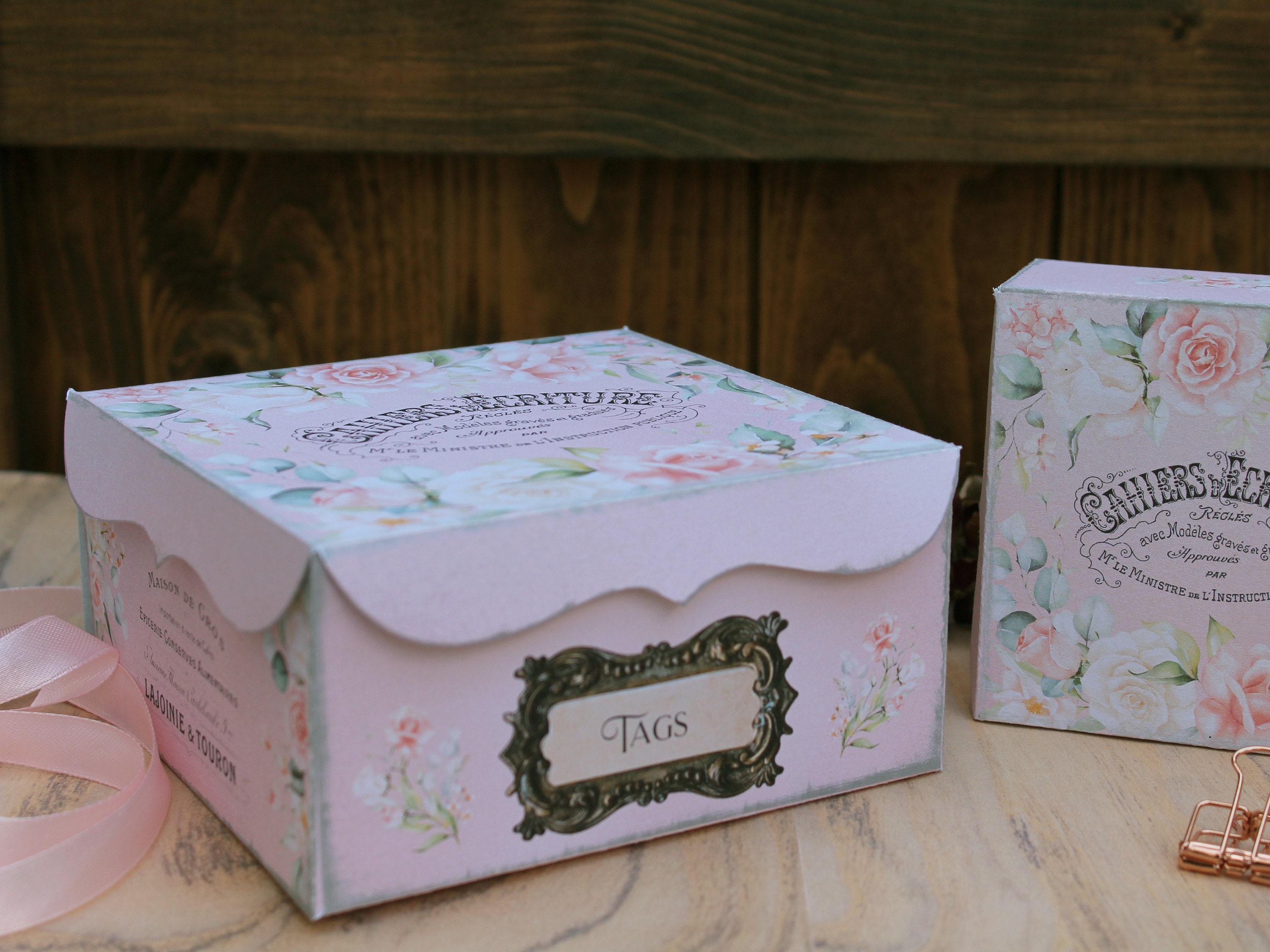 Vintage Rose Box Set of 2 sizes printable Shabby Roses | Etsy