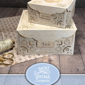 Vintage Celestial Box, Moon, Set of 2 Sizes, Printable, Junk Journal ...