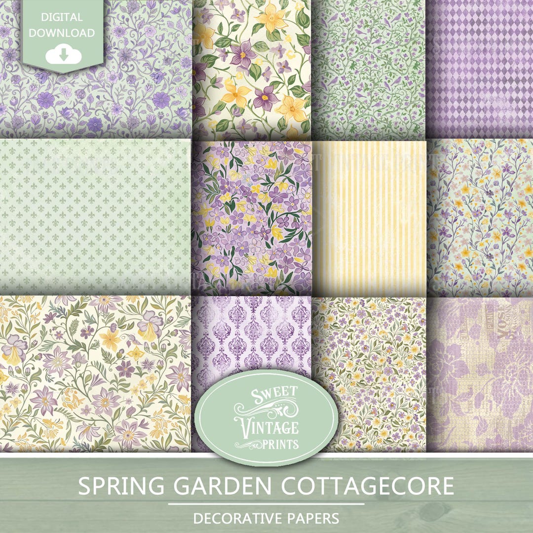 Spring Junk Journal Papers | Cottagecore Digital Paper Pack | Garden ...