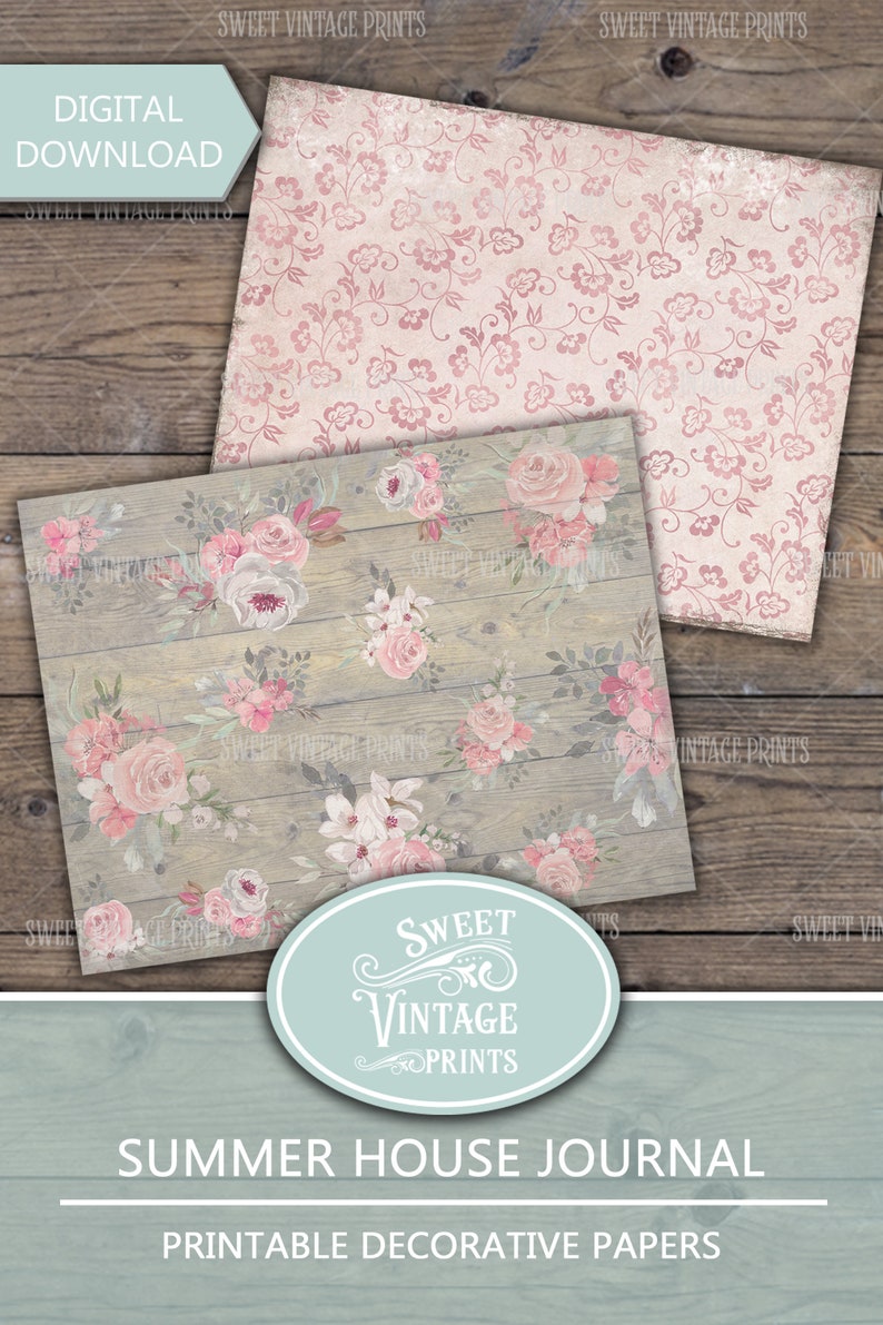 Summer House Digital Paper Pack Summer Junk Journal Summer - Etsy