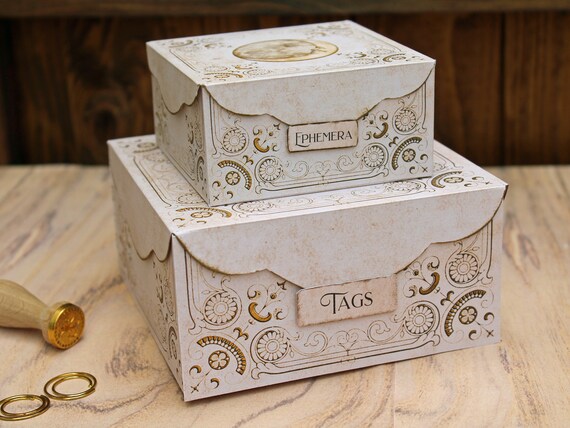 Vintage Celestial Box Moon Set of 2 Sizes Printable Junk | Etsy UK