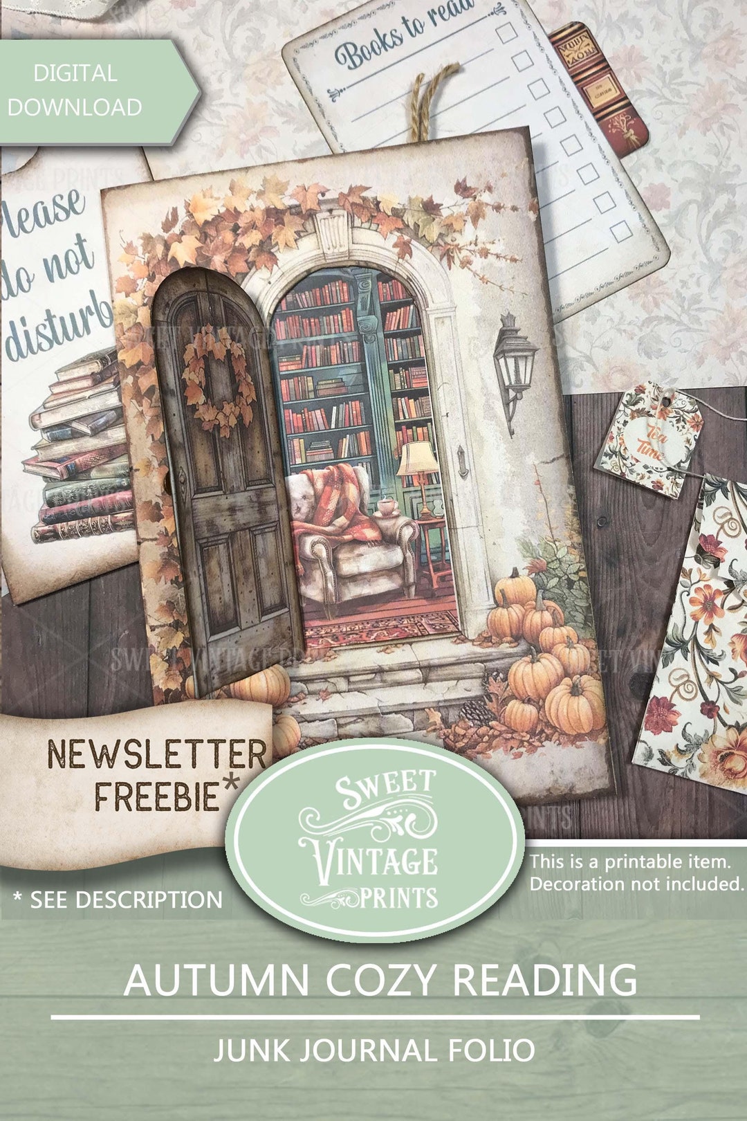 Autumn Cozy Reading Folio Printable Fall Ephemera Autumn Junk Journal ...