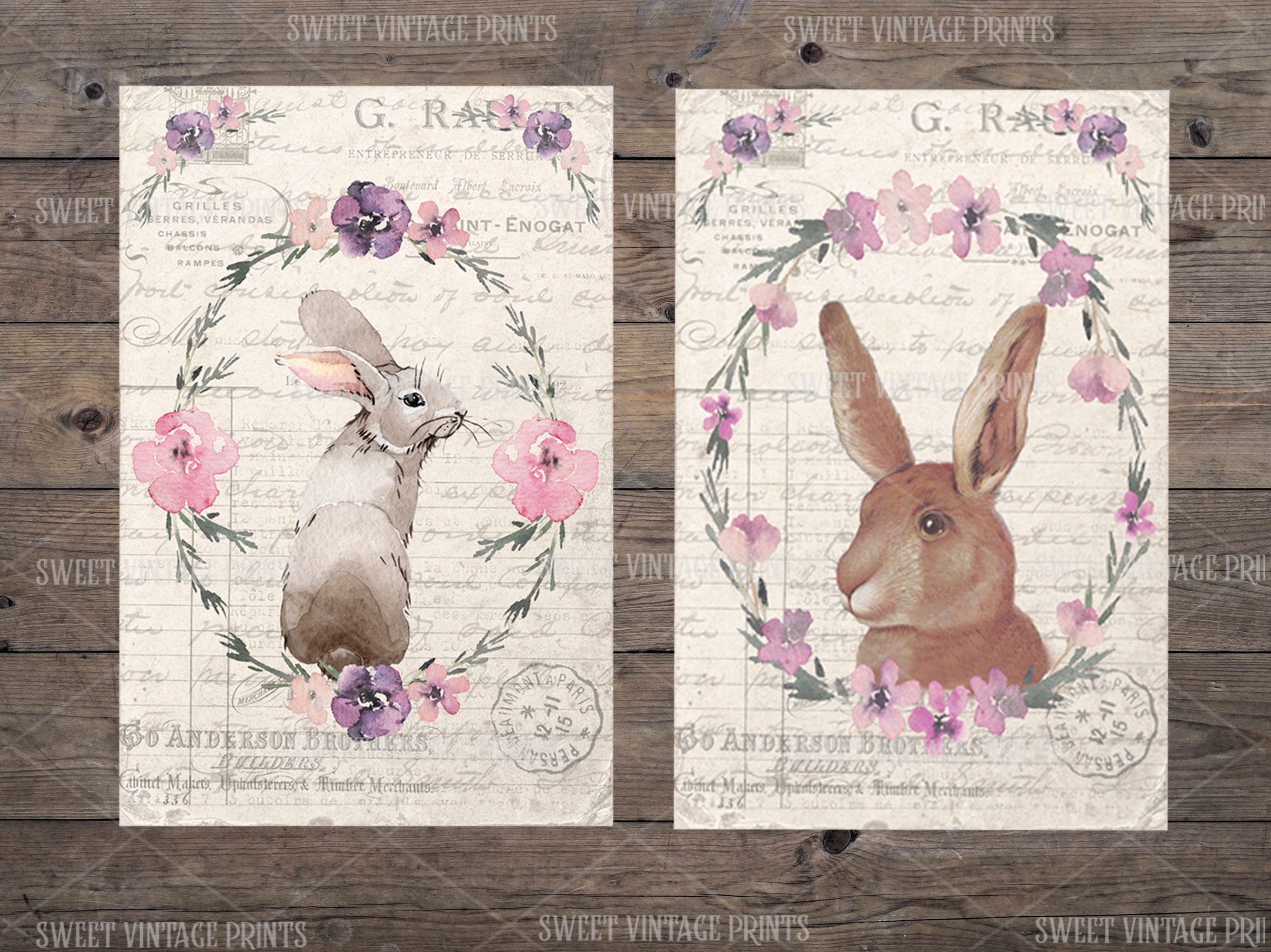 Rabbit, Postcards, Vintage, Junk Journal, Ephemera, Hare, Bunnies ...