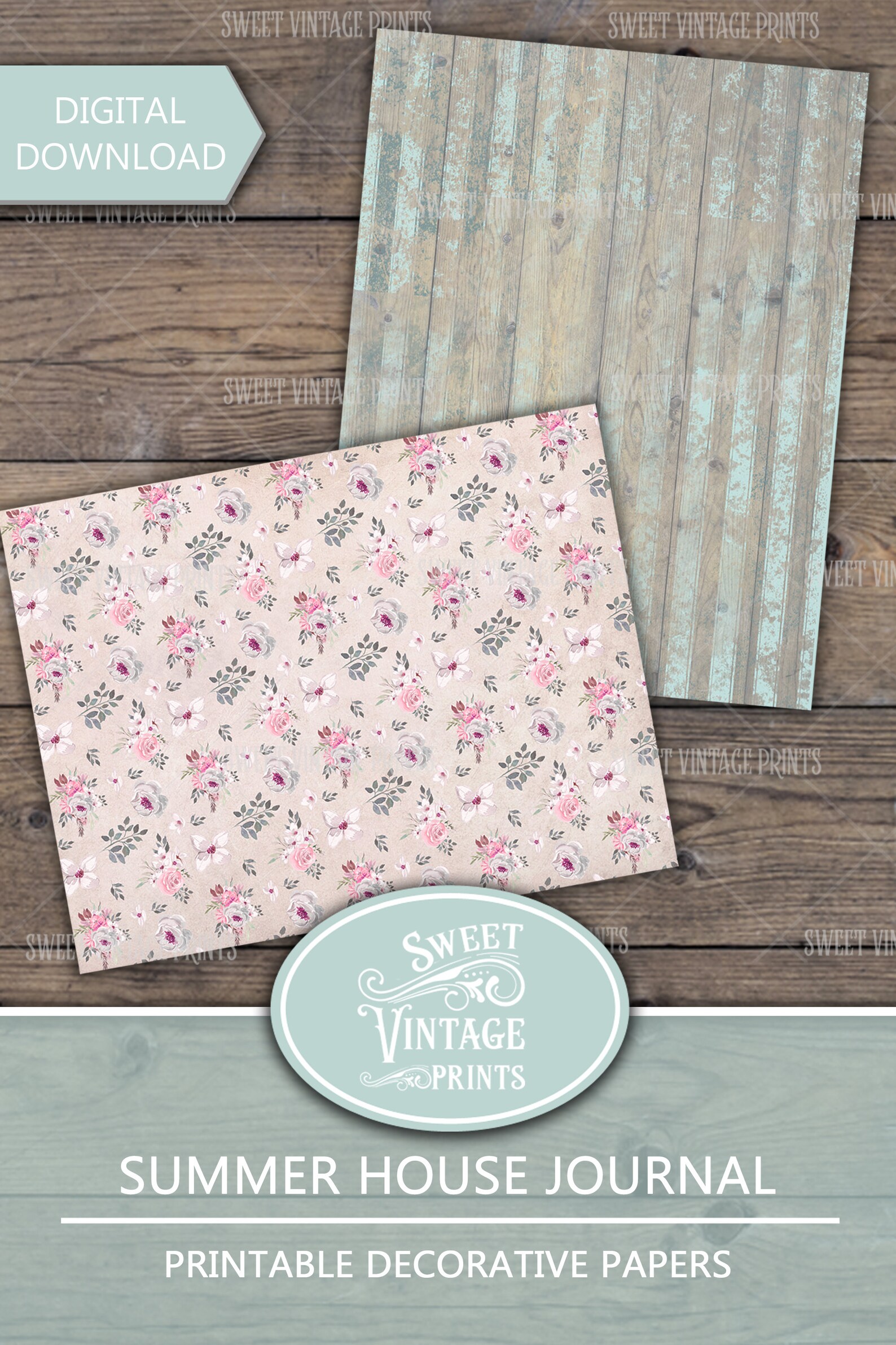 Summer House Digital Paper Pack Summer Junk Journal Summer - Etsy