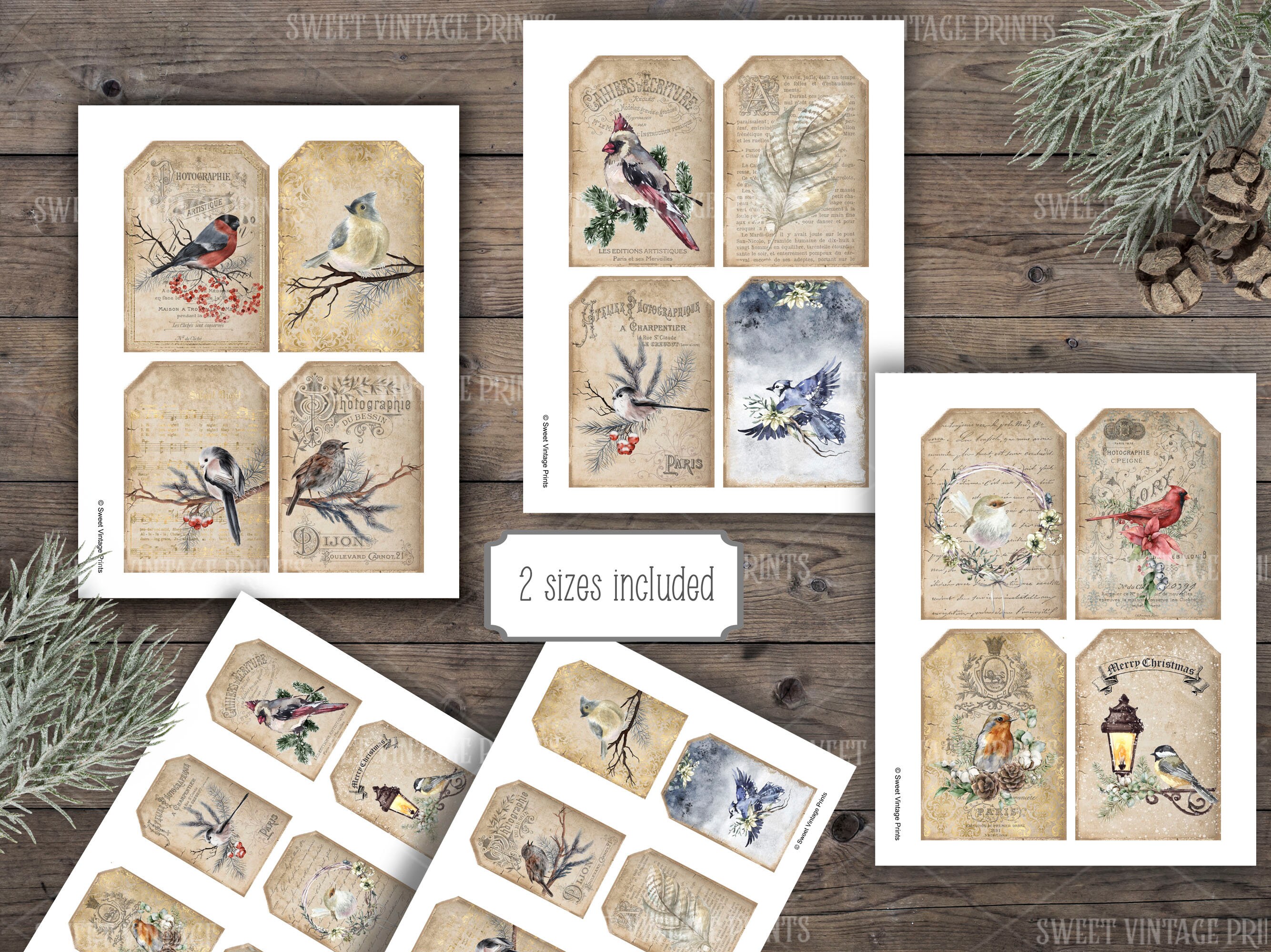 Winter Birds Vintage Christmas Bird Tags Christmas Journal - Etsy