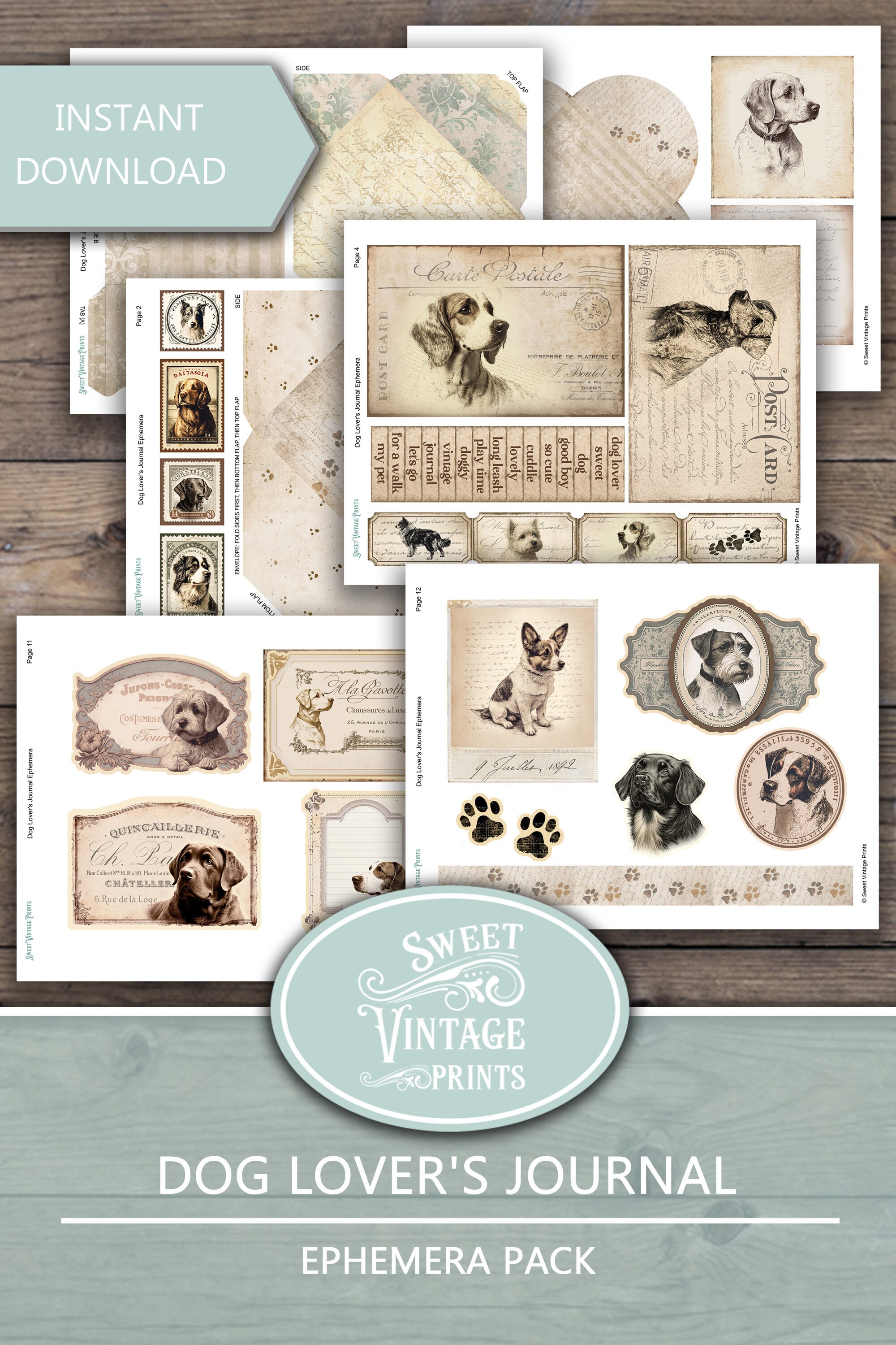 The Dog Lover's Junk Journal BUNDLE, Dog Junk Journal Kit, Doggy Junk ...