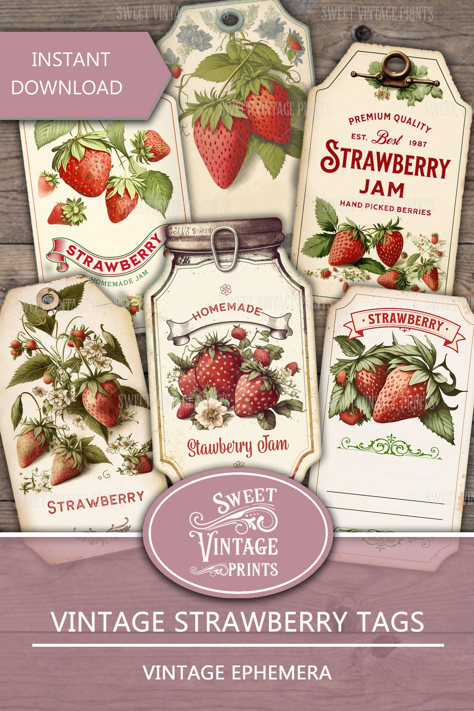 Vintage Strawberry Ephemera Tags Strawberry Labels - Etsy