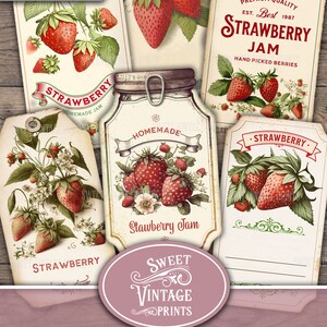 Vintage Strawberry Ephemera Tags, Strawberry Labels, Strawberry Jam ...