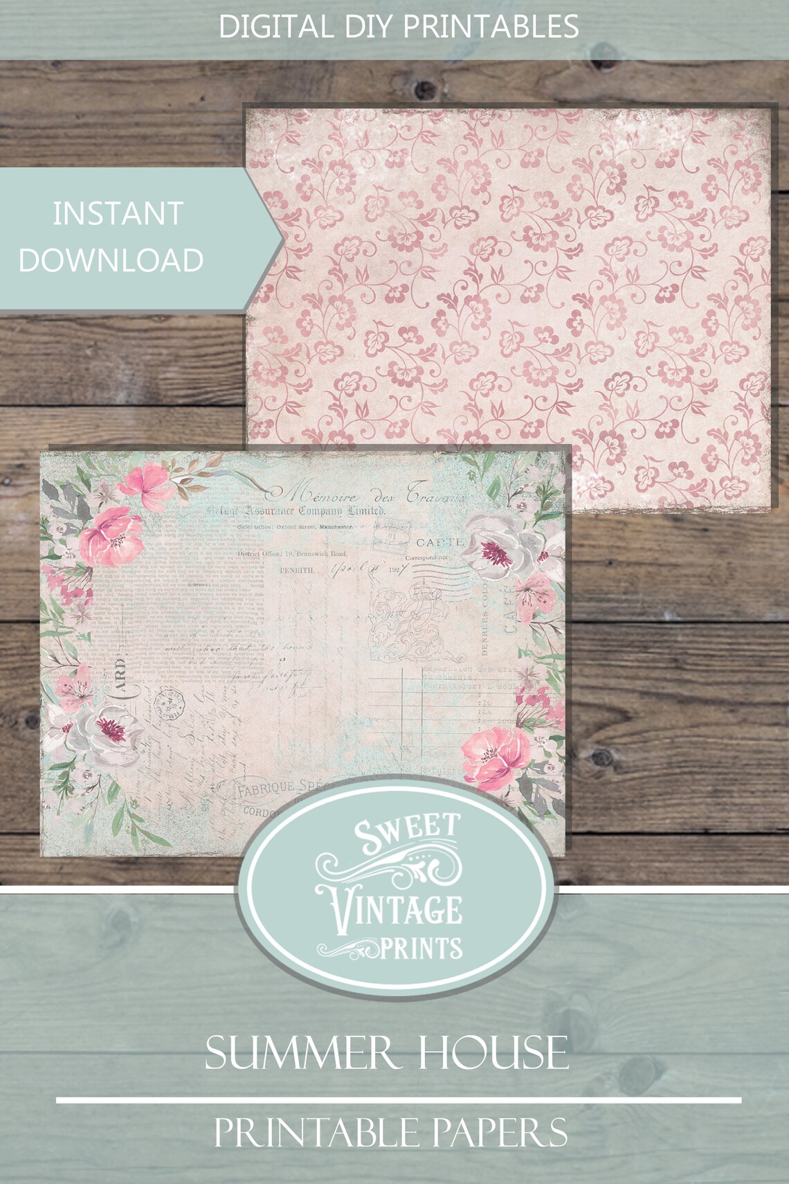 Summer House Digital Paper Pack Summer Junk Journal Summer - Etsy