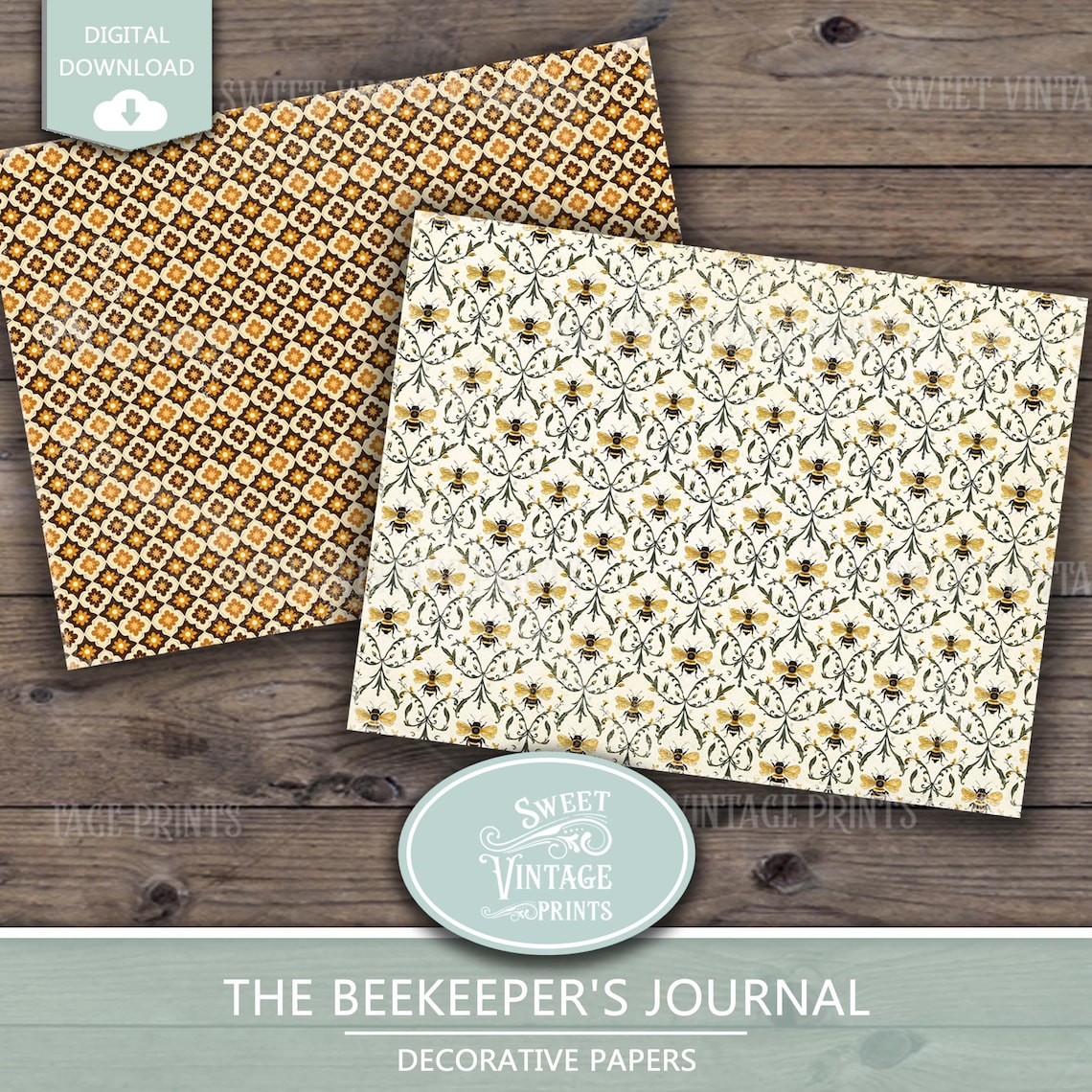 Beekeeper's Junk Journal Papers | Summer Honey Bee Digital Paper Pack ...