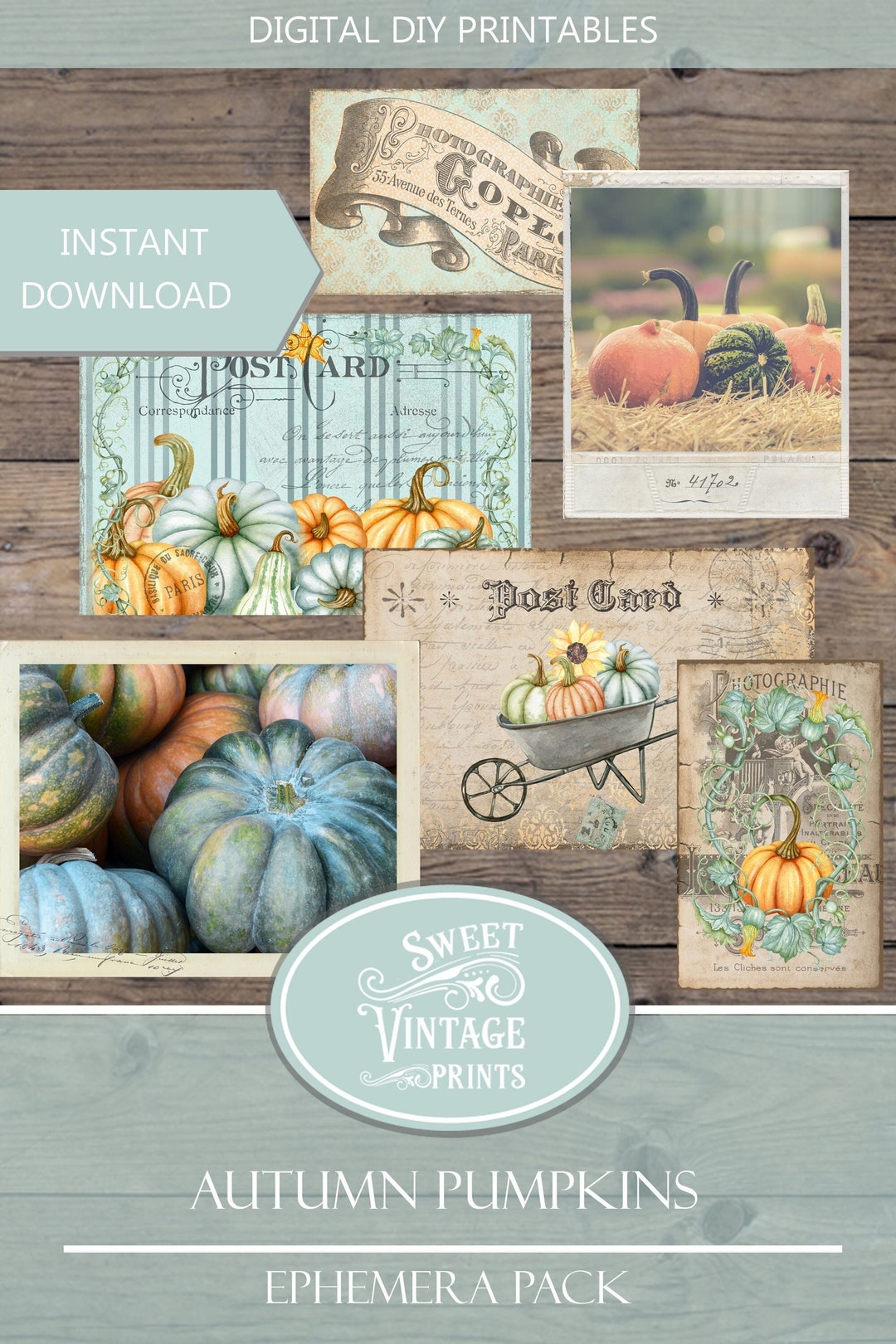 Autumn Pumpkins Ephemera Pack, Autumn Junk Journal, Pumpkin Ephemera ...
