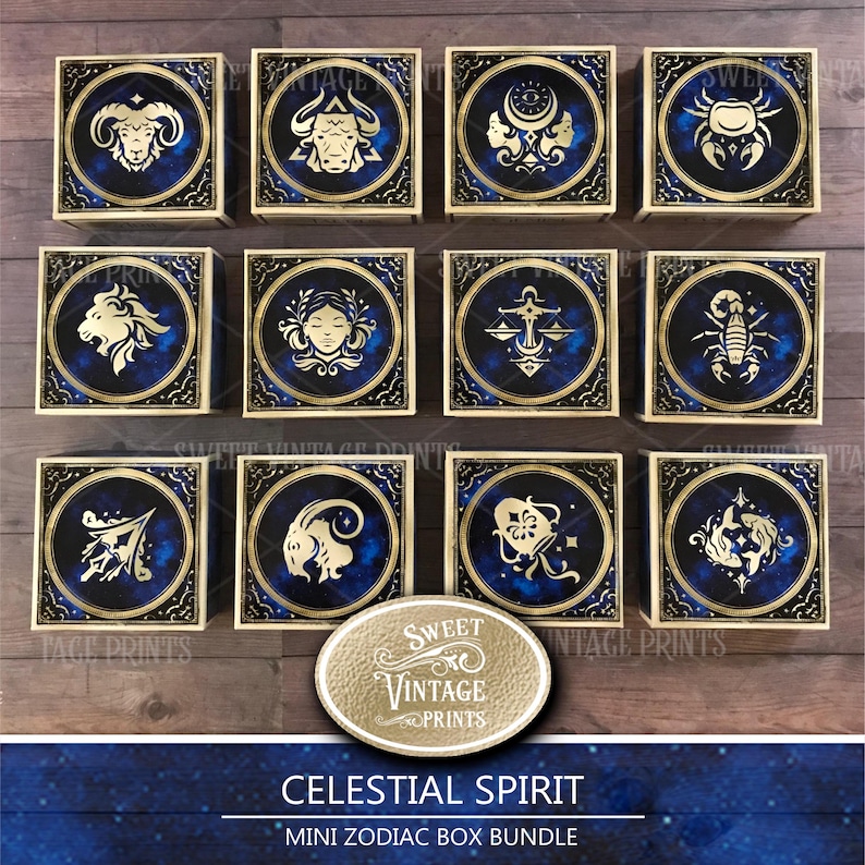 Celestial Spirit Mini Zodiac Boxes | Astro Sign Gift Box Printable ...