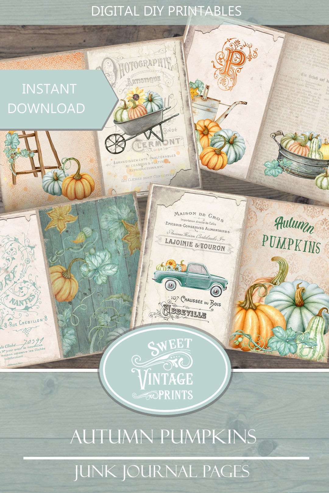 Autumn Pumpkins Journal Pages, Autumn Junk Journal Pages, Pumpkin ...