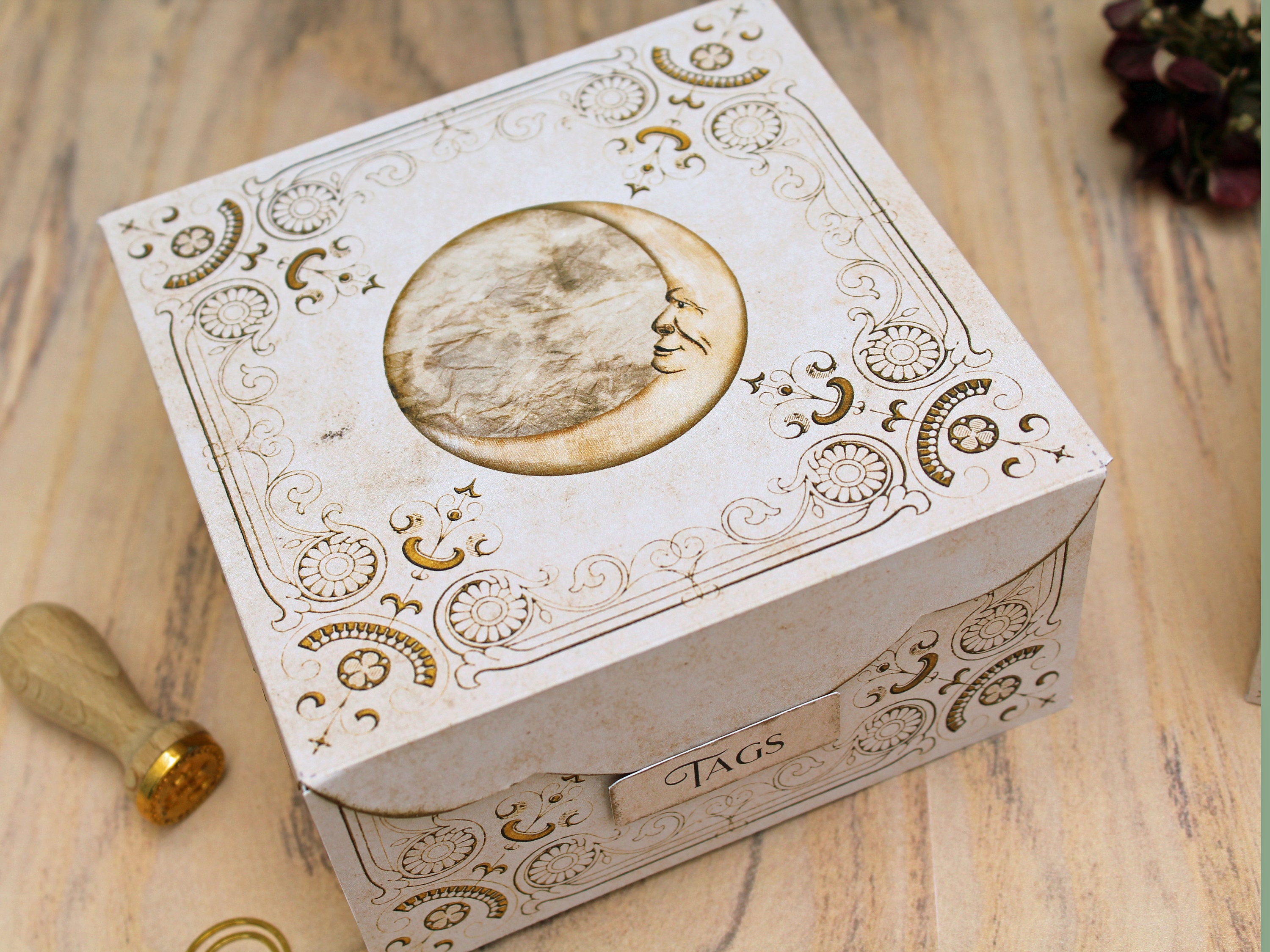 Vintage Celestial Box Moon Set of 2 Sizes Printable Junk - Etsy