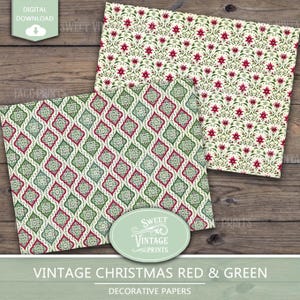 Christmas Junk Journal Papers | Red Green Christmas Digital Paper Pack ...