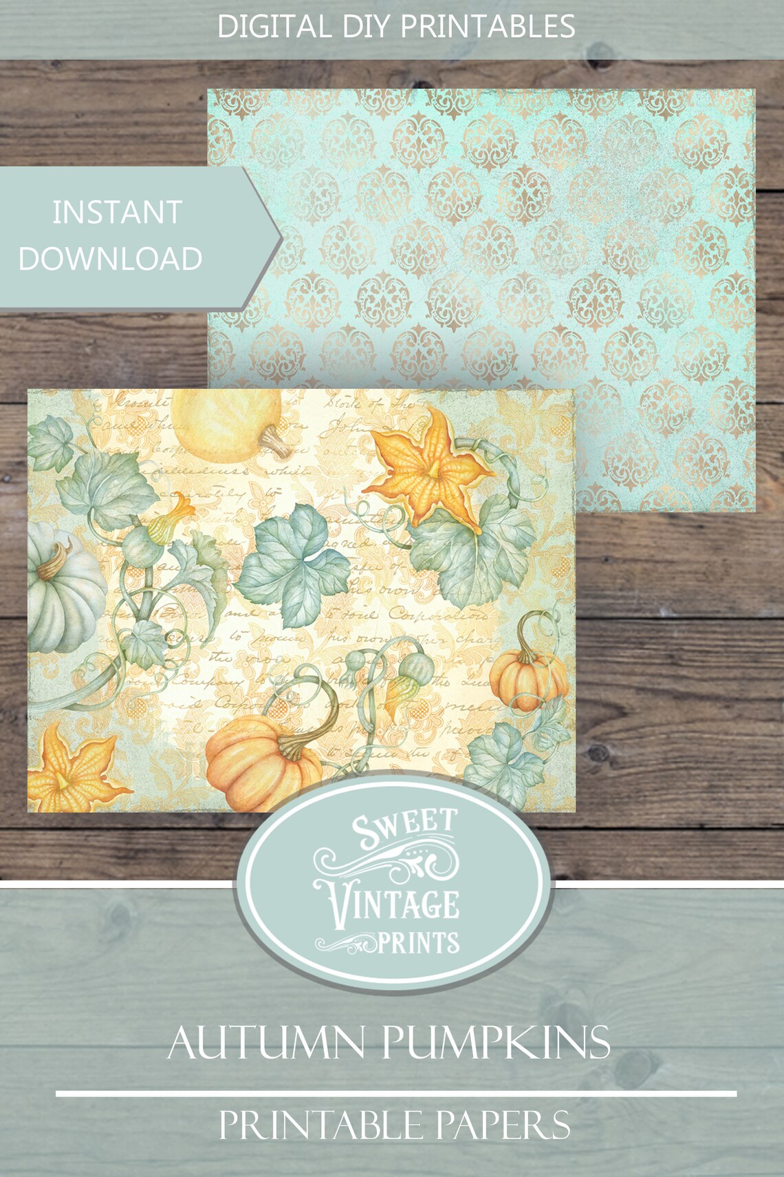 Autumn Pumpkins Digital Paper Pack, Autumn Junk Journal Papers, Pumpkin ...