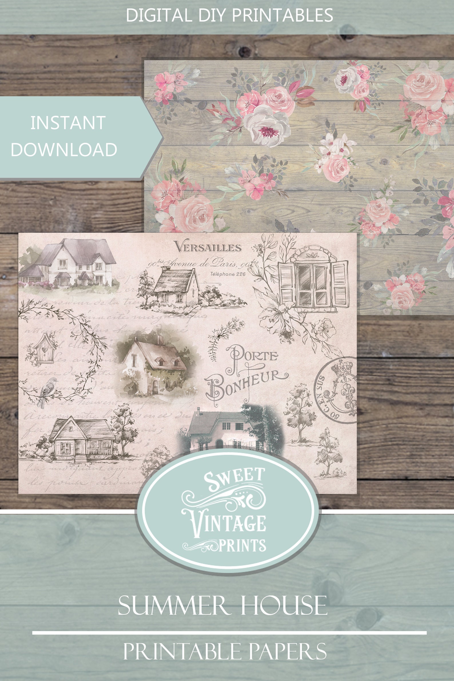 Summer House Digital Paper Pack Summer Junk Journal Summer - Etsy