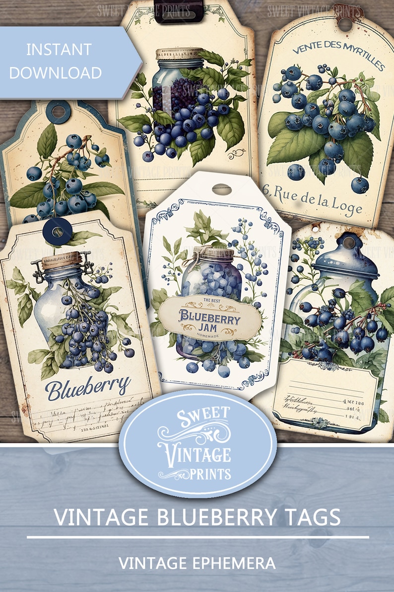 Vintage Blueberry Ephemera Tags Blueberry Labels Blueberry - Etsy