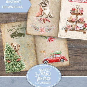 Christmas Animals Junk Journal Pages, Christmas Junk Journal Paper ...