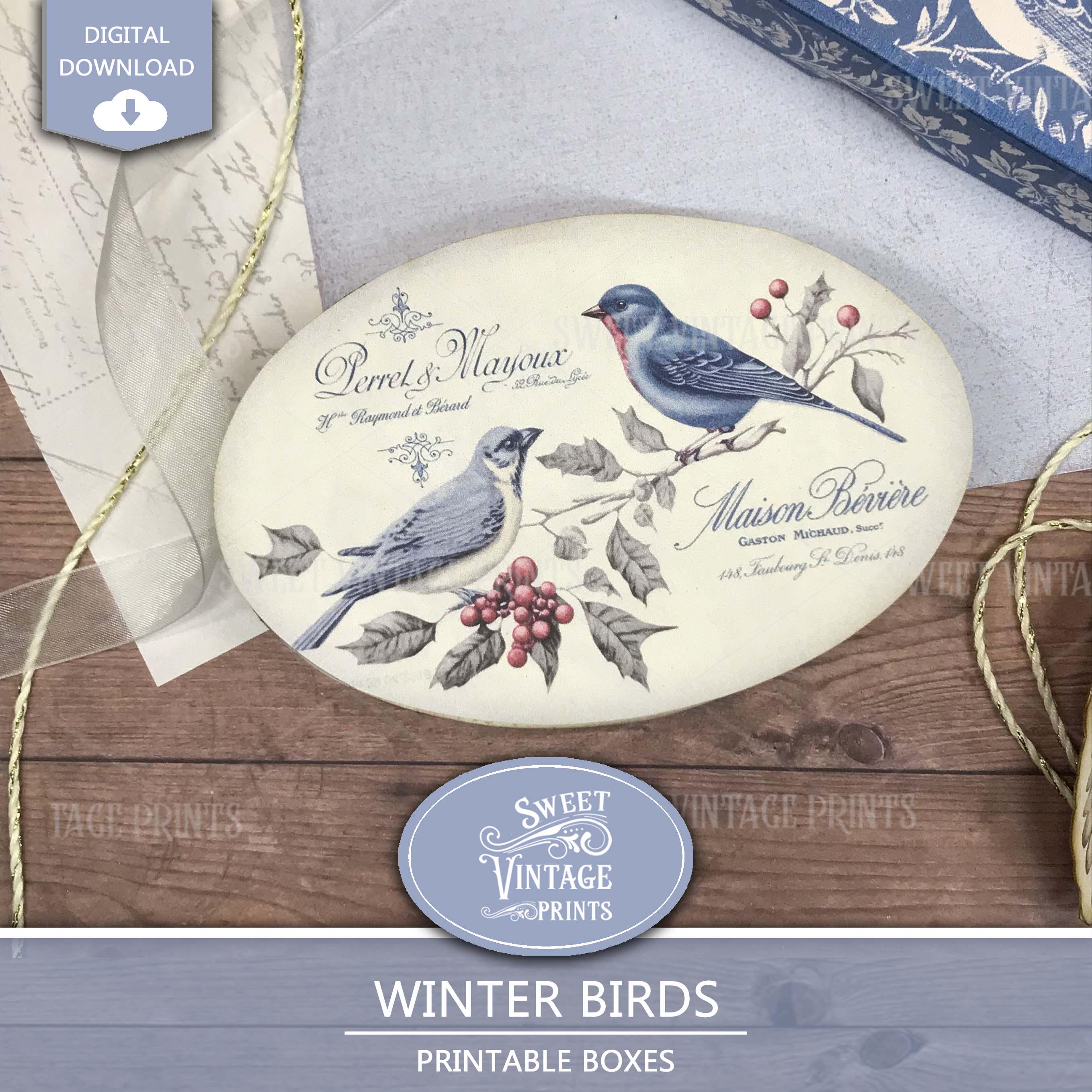 Printable Box Set Winter Birds | DIY Gift Box Set | Papercraft Box ...