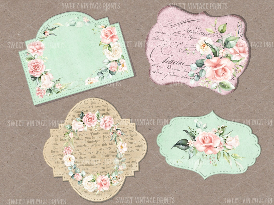 Vintage Rose Roses Tags Flower Labels Tag Flip Junk - Etsy