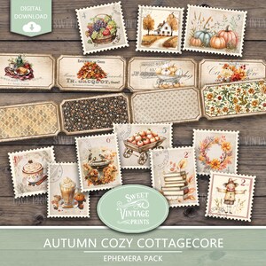 Autumn Junk Journal Ephemera | Fall Cottage Printable Tags Labels ...