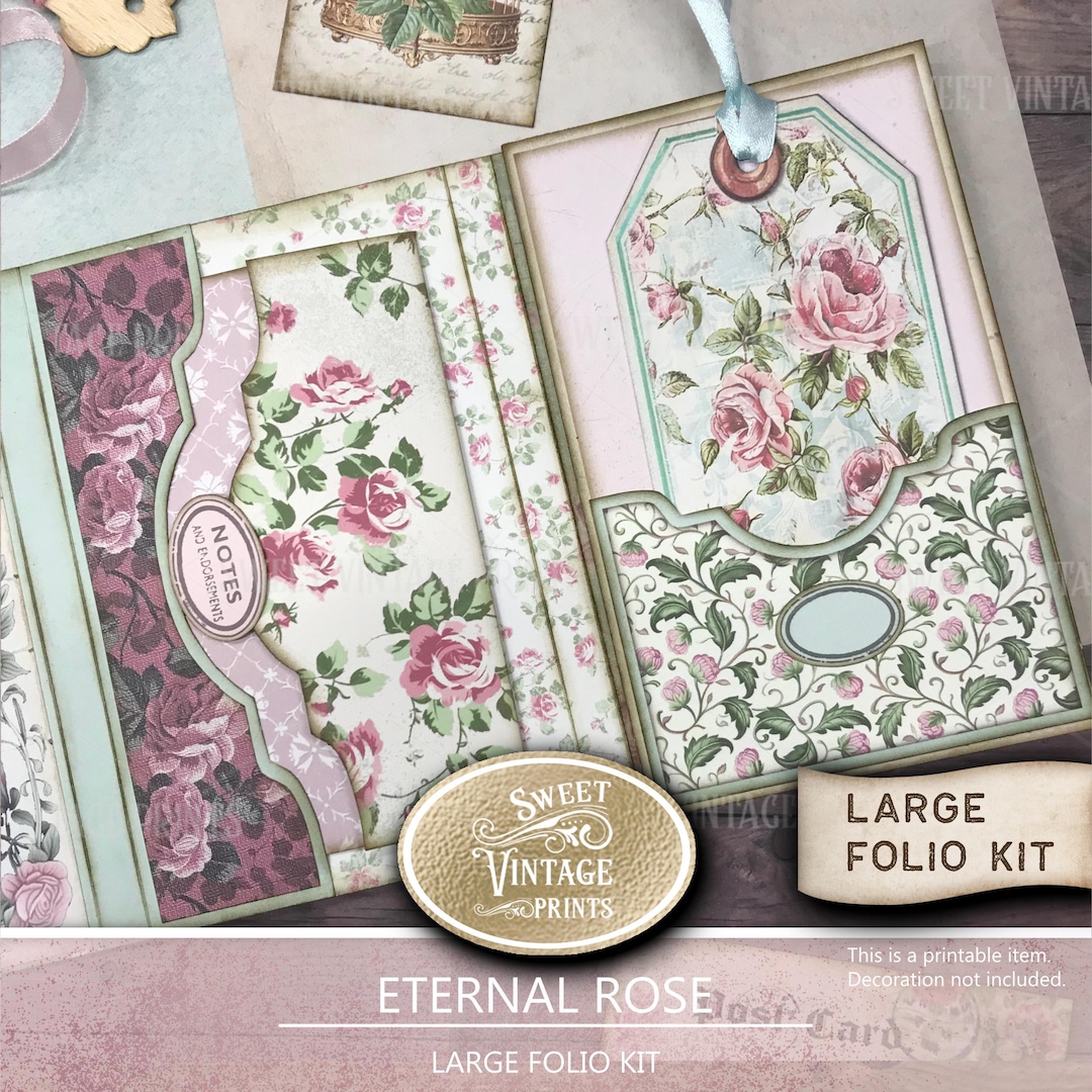 Shabby Rose Printable Folio Kit | Romantic Junk Journal Digital ...