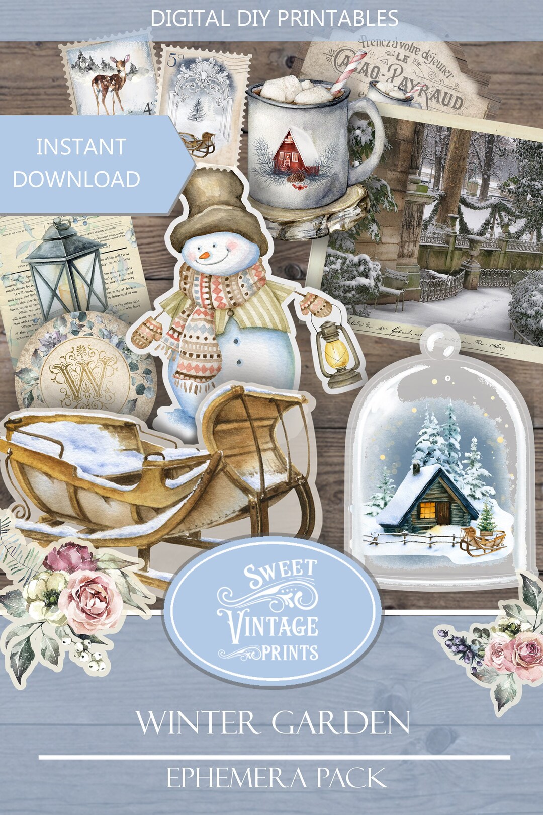 Winter Garden Ephemera Pack Winter Garden Junk Journal - Etsy