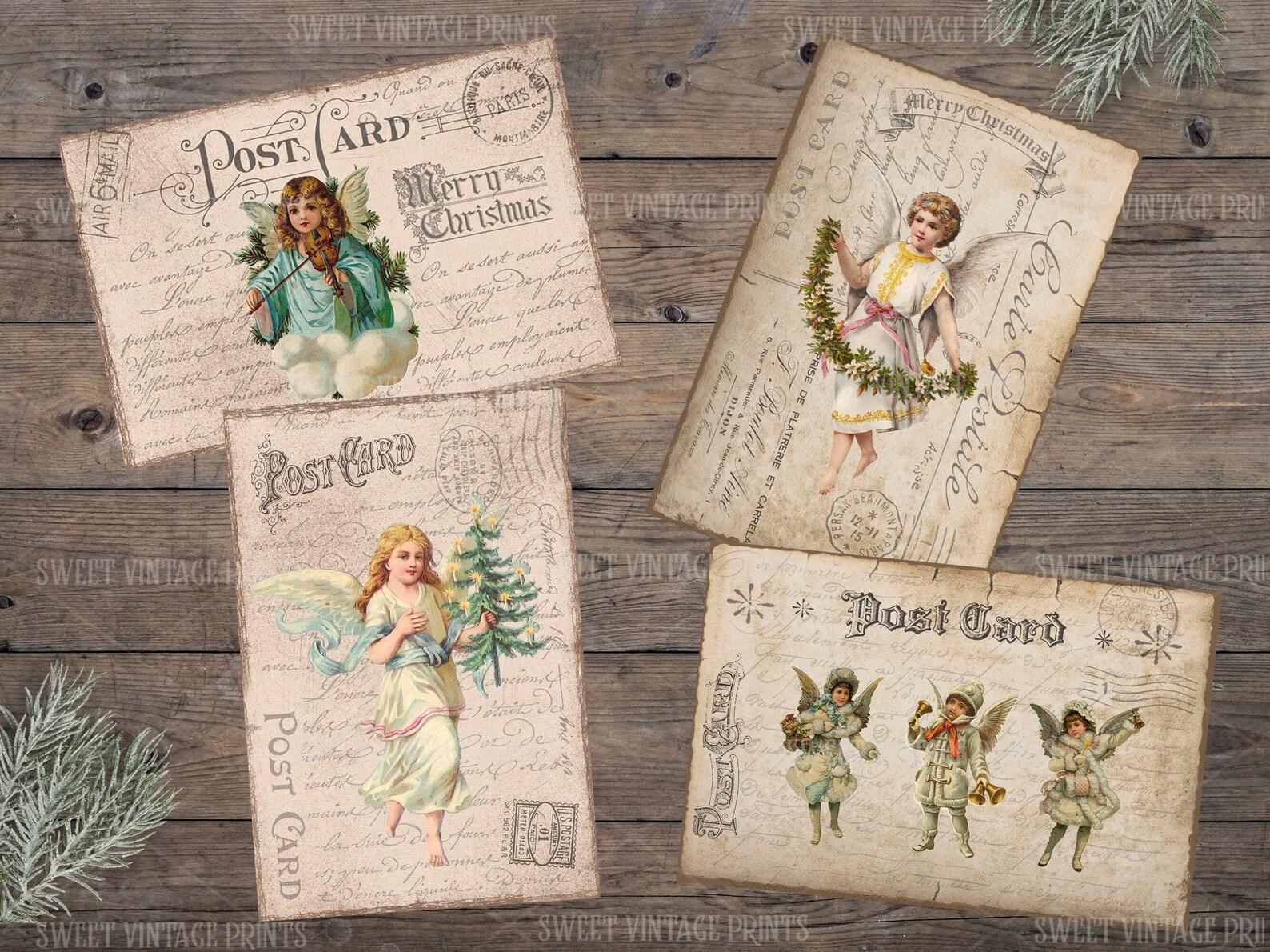 Christmas Angels Vintage Postcards Angel Postcards - Etsy