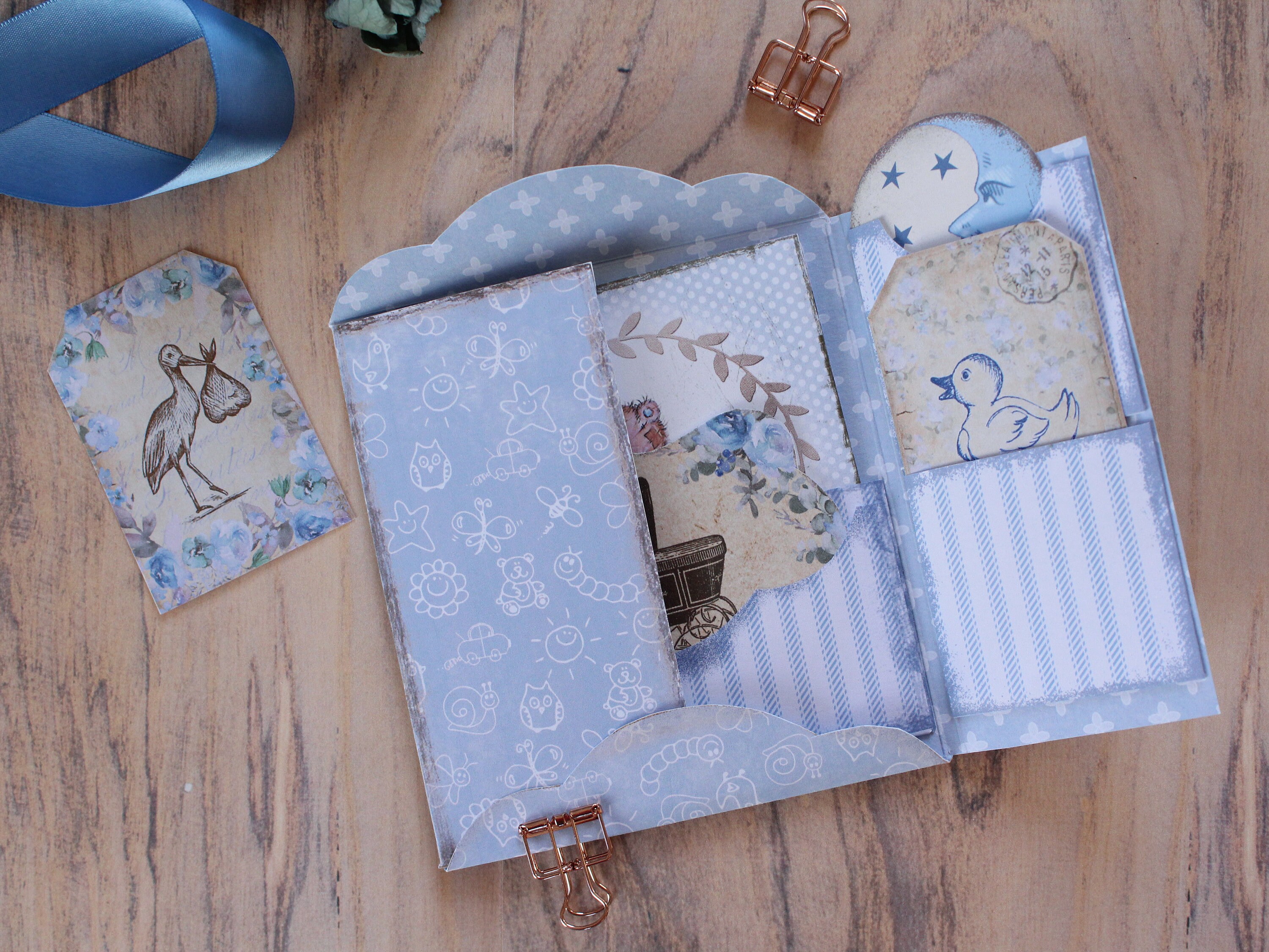 Baby Folio Blue, Baby Announcement Card, Baby Boy Printable Junk ...