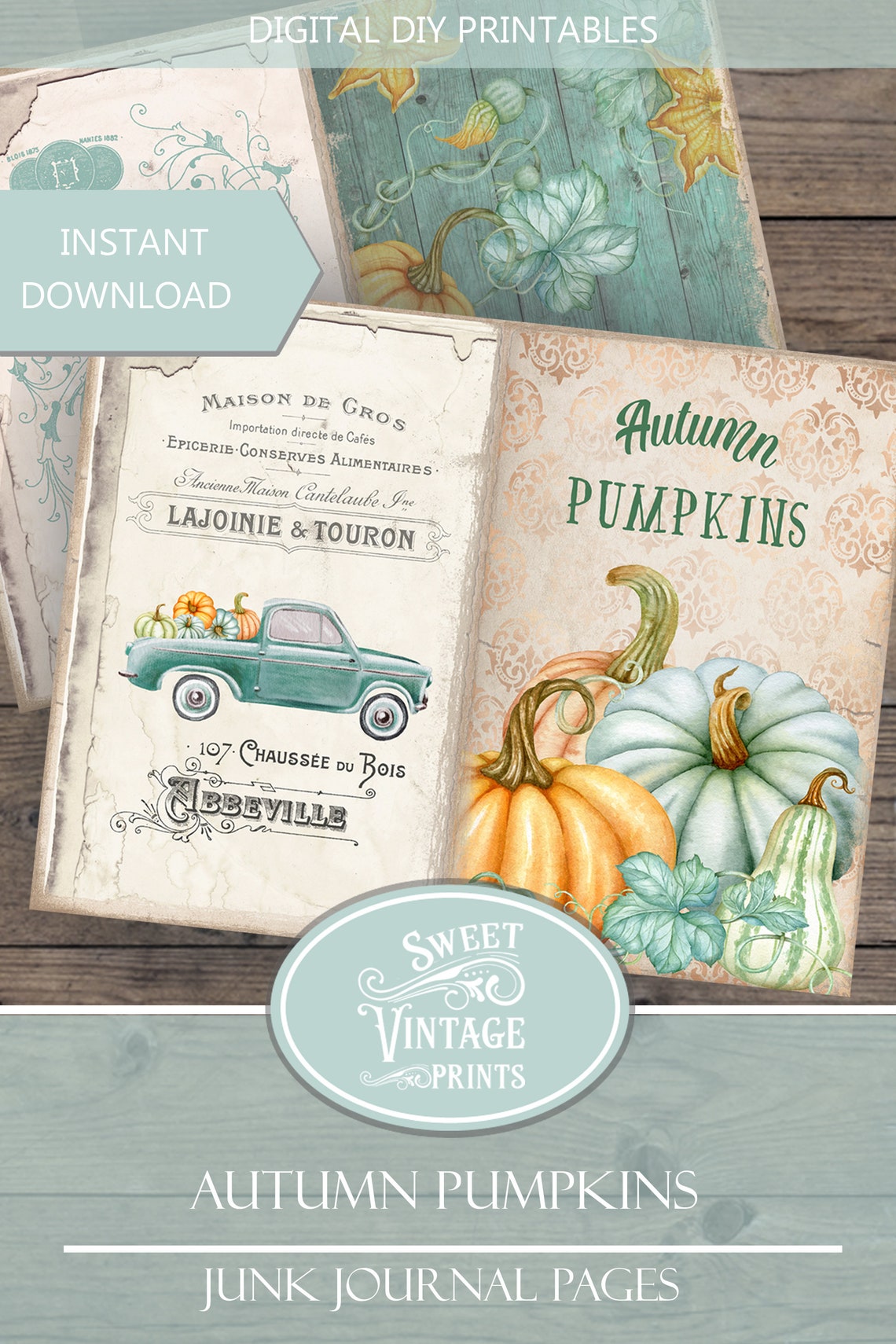 Autumn Pumpkins Journal Pages, Autumn Junk Journal Pages, Pumpkin ...