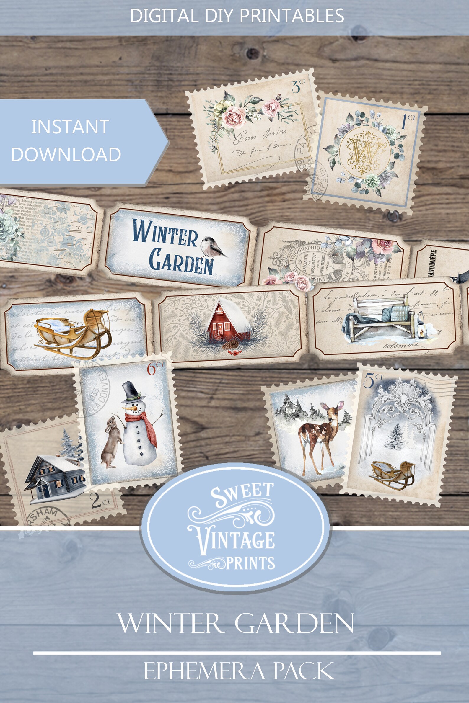 Winter Garden Ephemera Pack Winter Garden Junk Journal - Etsy