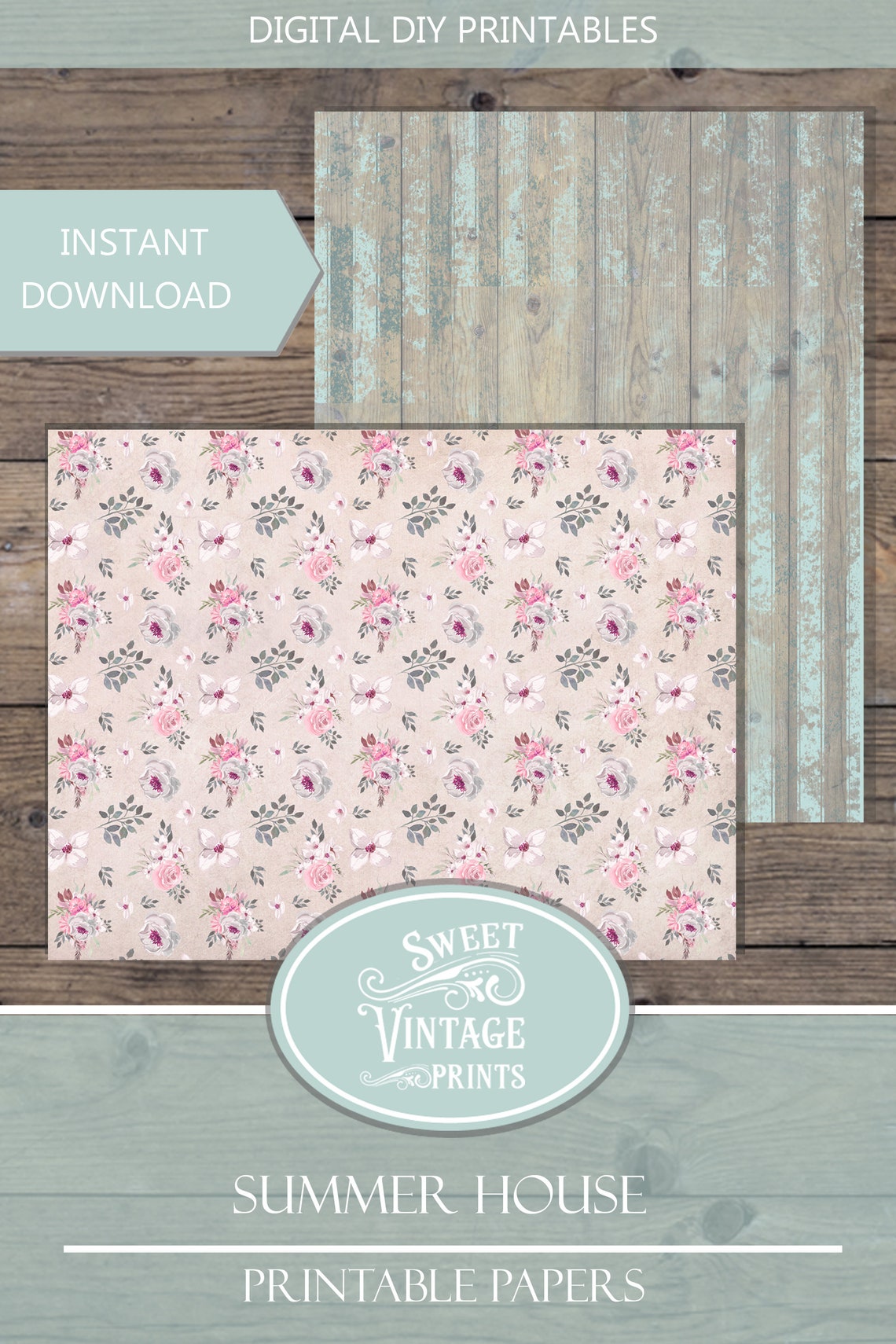 Summer House Digital Paper Pack Summer Junk Journal Summer - Etsy