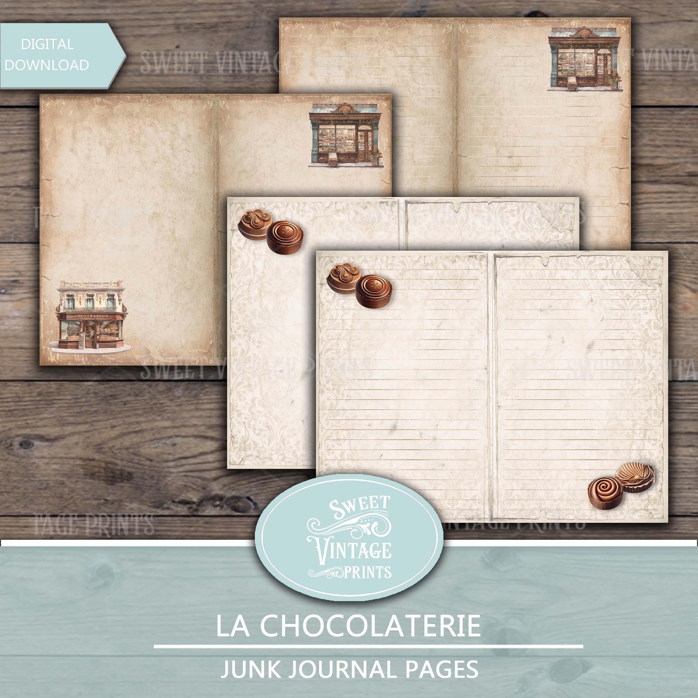 Chocolate Junk Journal Pages | Sweets Printables | Vintage Chocolate ...