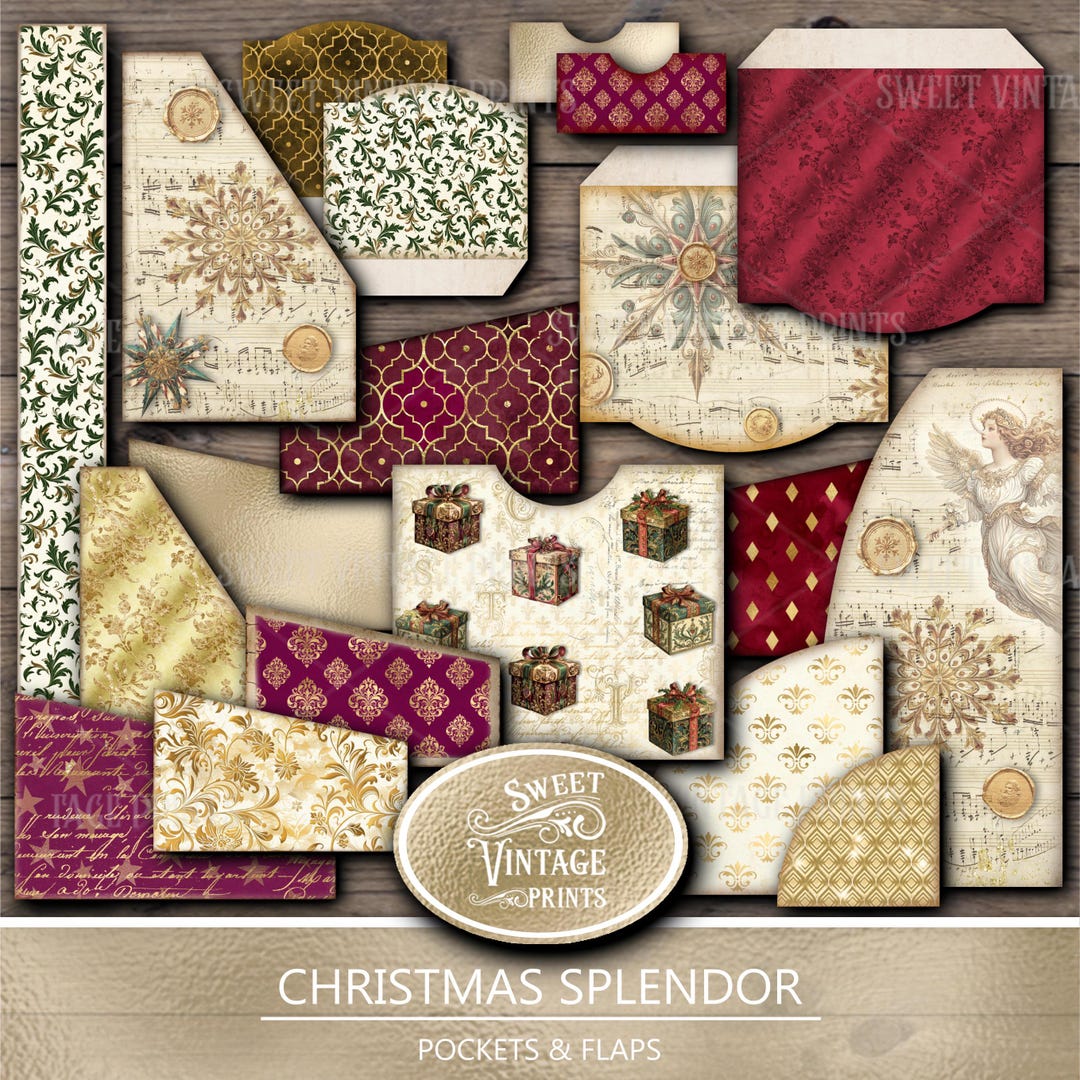 Christmas Splendor Junk Journal | Pockets & Flaps | Red Gold Holiday ...