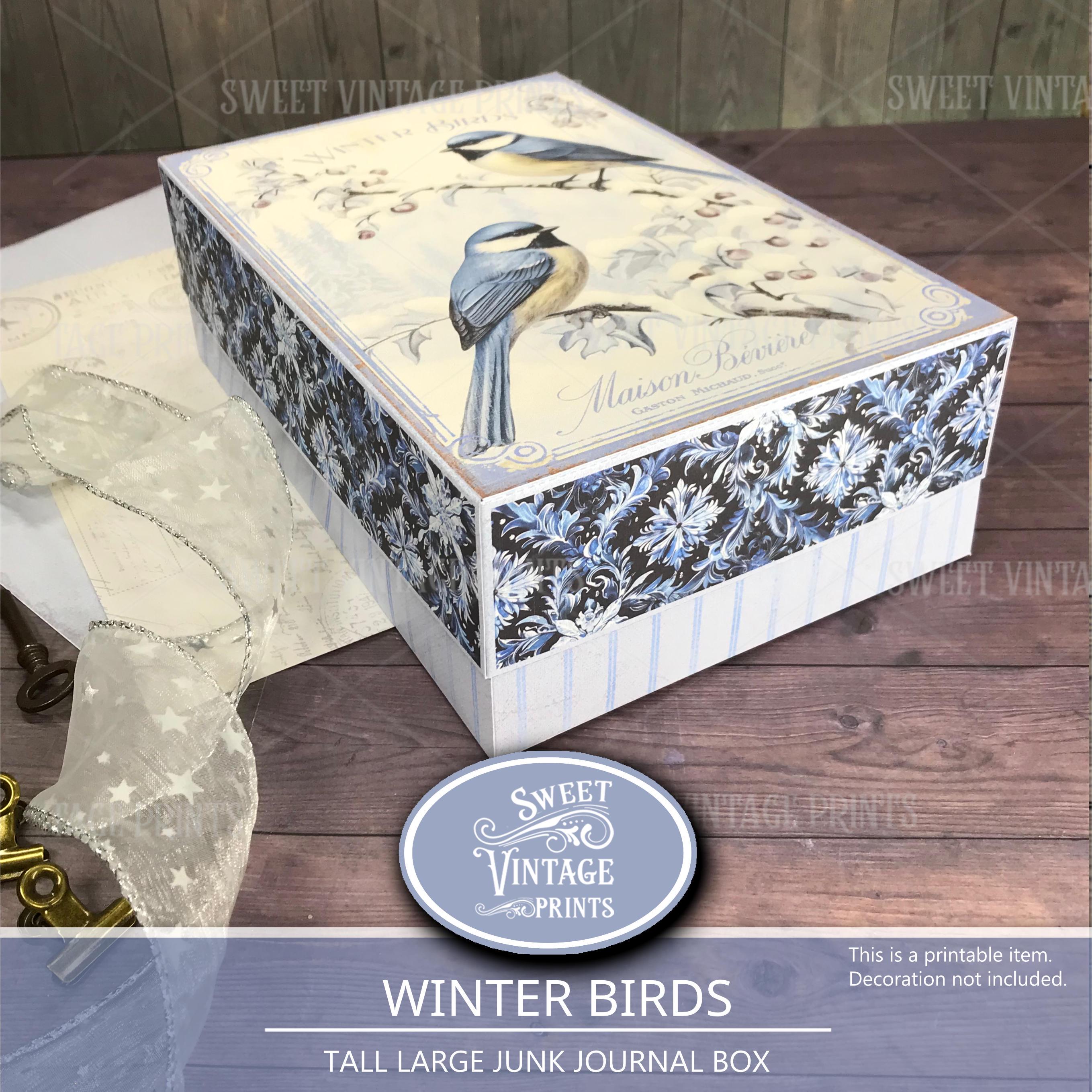 Winter Birds Tall Gift Box Printable | DIY Gift Case | Holiday Box ...