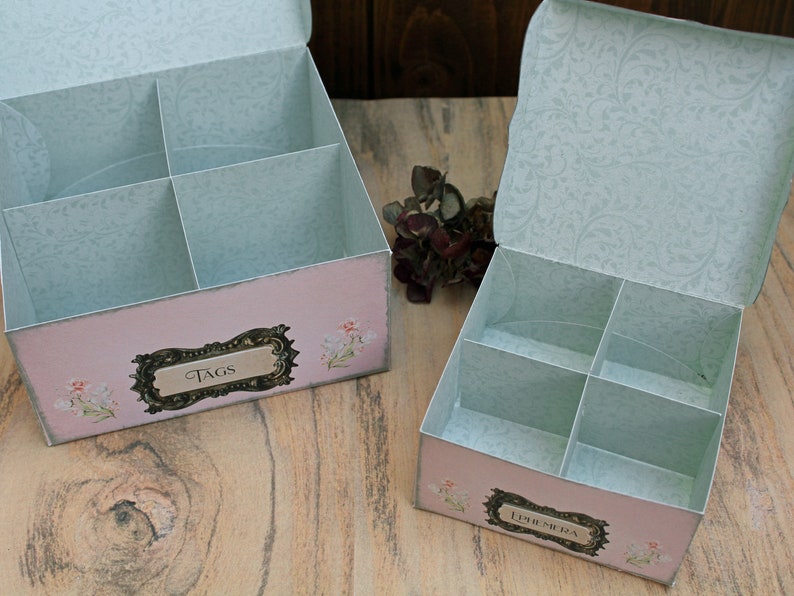 Vintage Rose Box Set of 2 Sizes Printable Shabby Roses | Etsy
