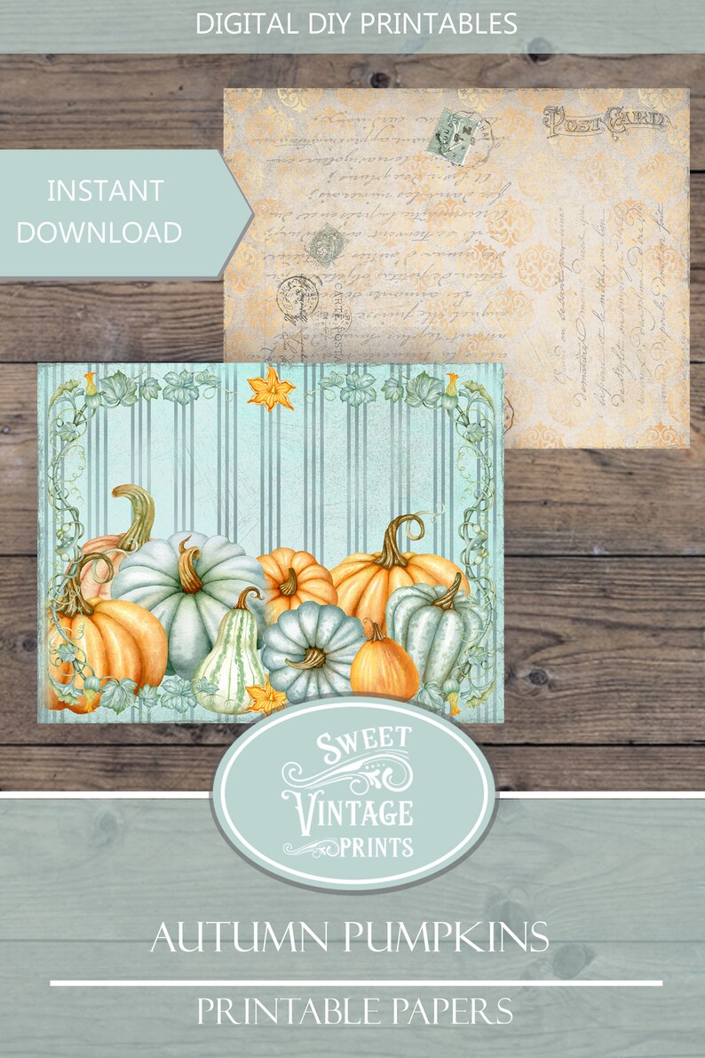 Autumn Pumpkins Digital Paper Pack, Autumn Junk Journal Papers, Pumpkin ...