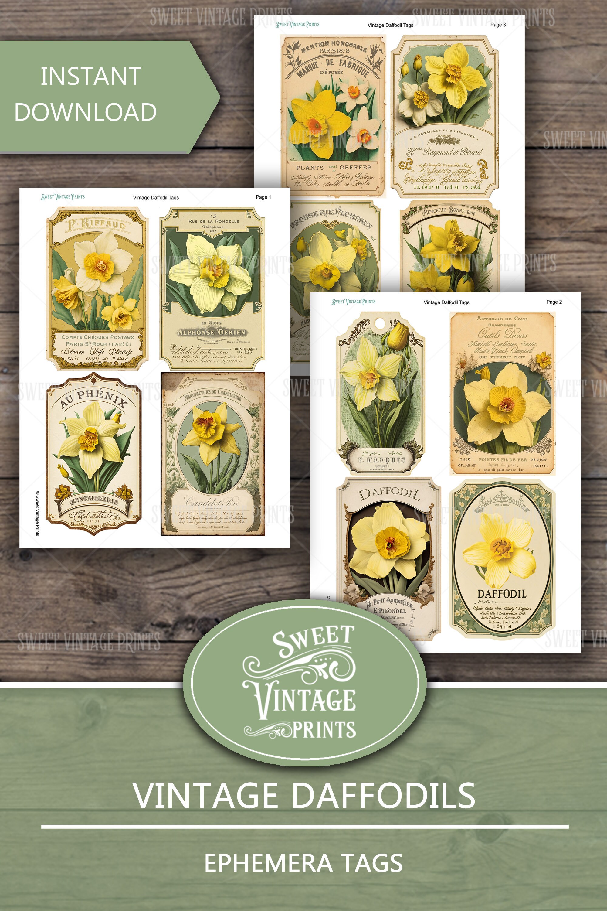 Vintage Daffodil Ephemera Tags Daffodil Labels Easter Junk - Etsy