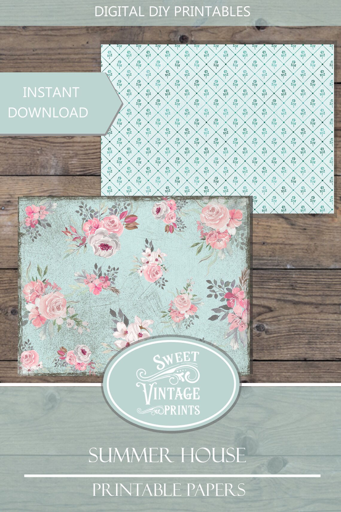 Summer House Digital Paper Pack Summer Junk Journal Summer - Etsy