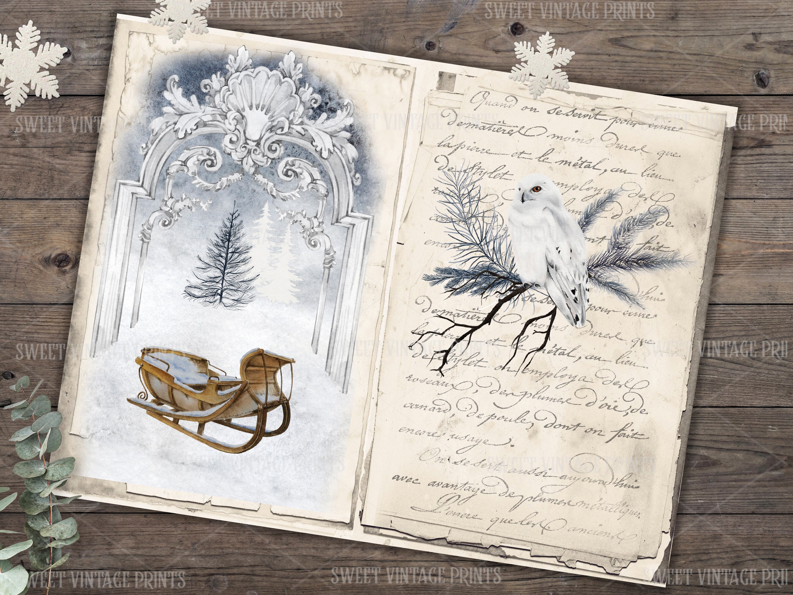 Winter Garden Journal Pages, Magic Winter Junk Journal, Snow Junk ...
