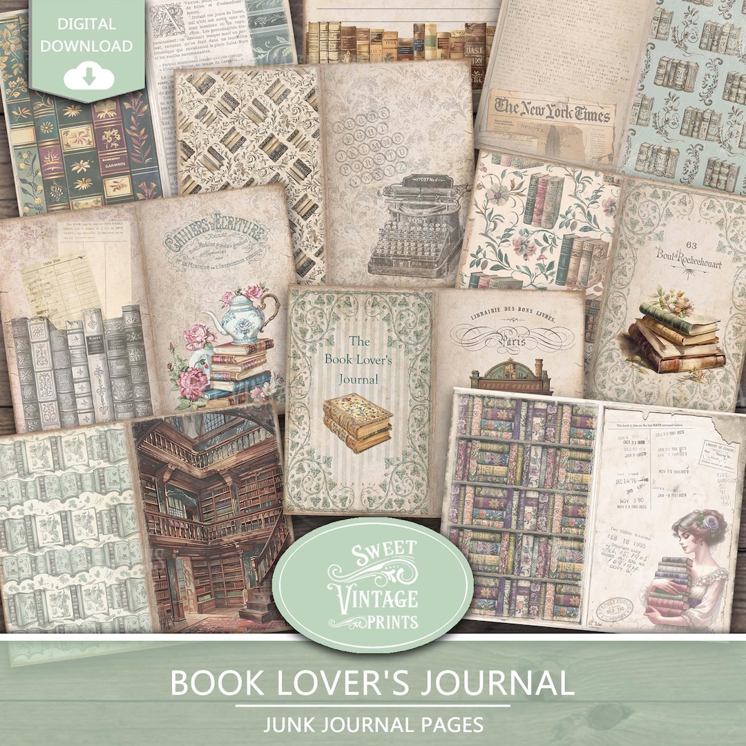 Book Lovers Junk Journal Pages | Reading Printables | Library Junk ...