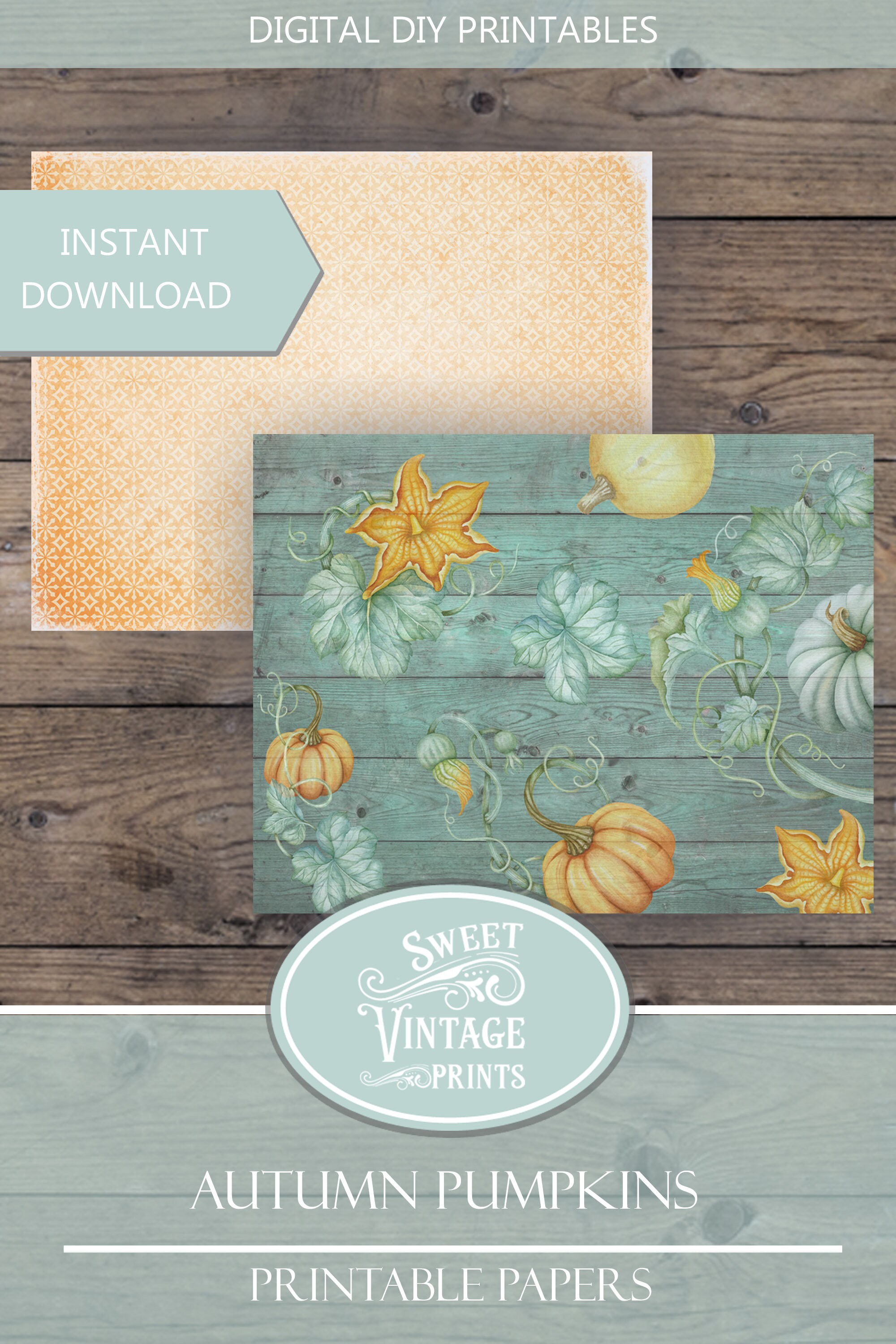 Autumn Pumpkins Digital Paper Pack, Autumn Junk Journal Papers, Pumpkin ...