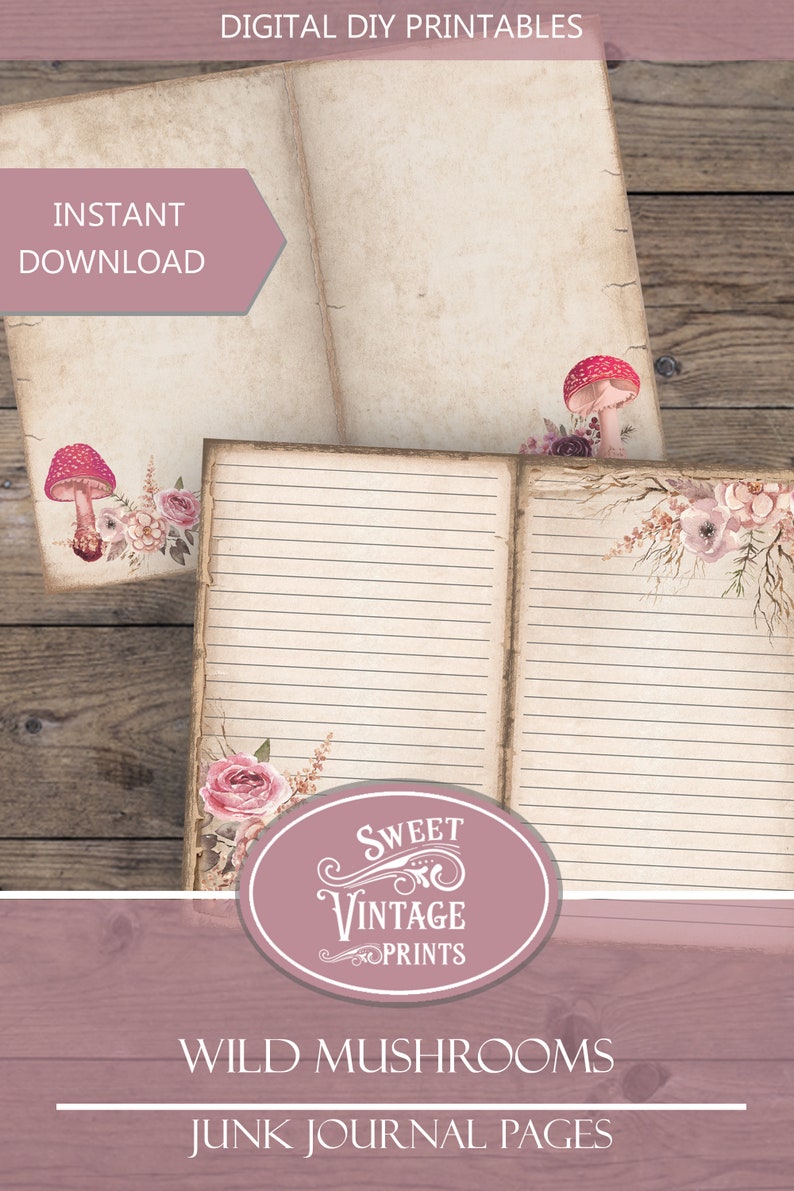 Wild Mushrooms Journal Pages, Autumn Junk Journal Pages, Mushroom ...