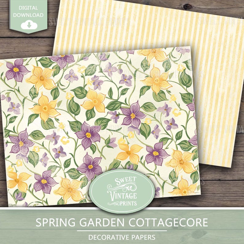 Spring Junk Journal Papers | Cottagecore Digital Paper Pack | Garden ...