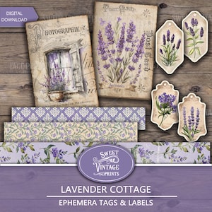 Lavender Junk Journal Ephemera | Lavender Printable Tags & Labels ...