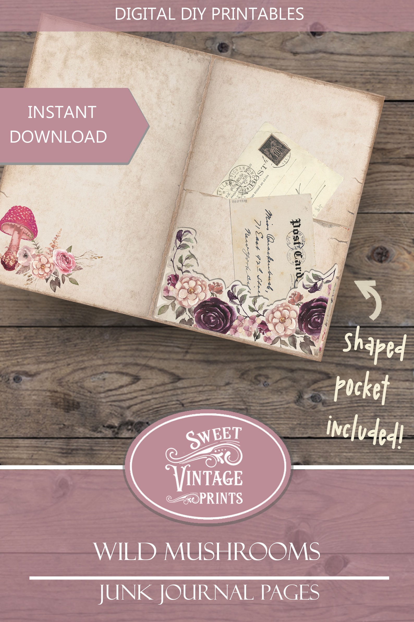 Wild Mushrooms Journal Pages, Autumn Junk Journal Pages, Mushroom ...